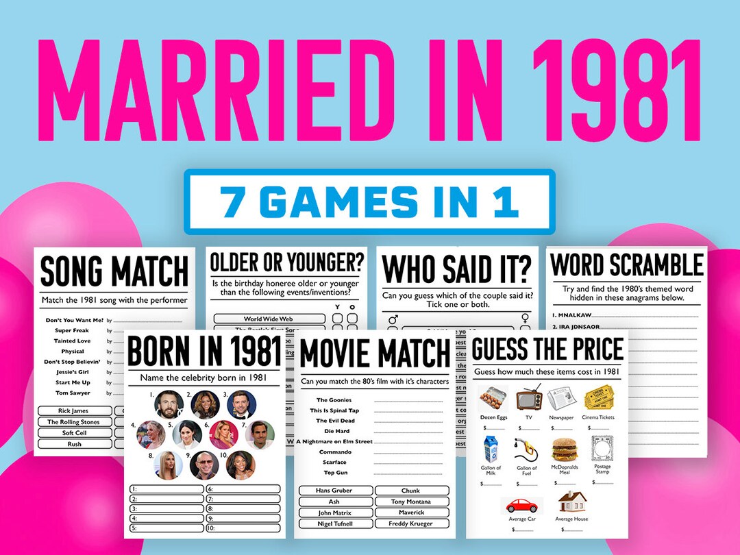 42nd Anniversary Party Games || Married in 1981 Games Bundle ...