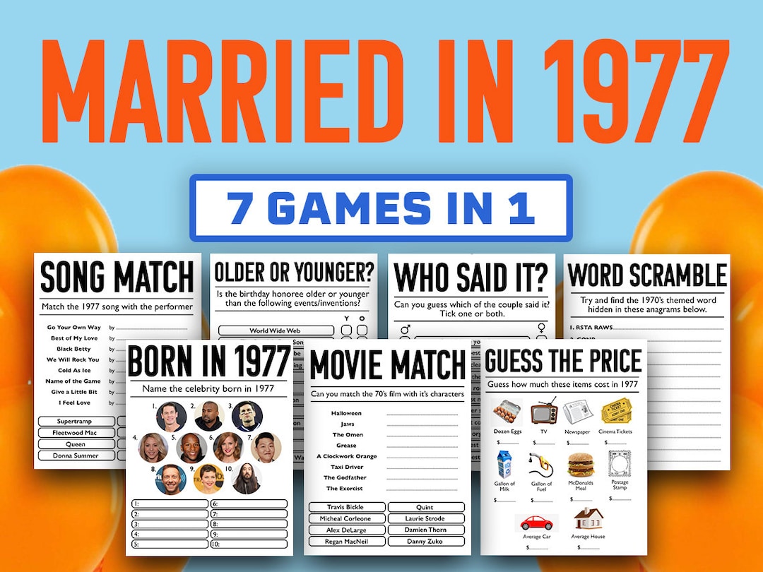 46th Anniversary Party Games || Married in 1977 Games Bundle ...