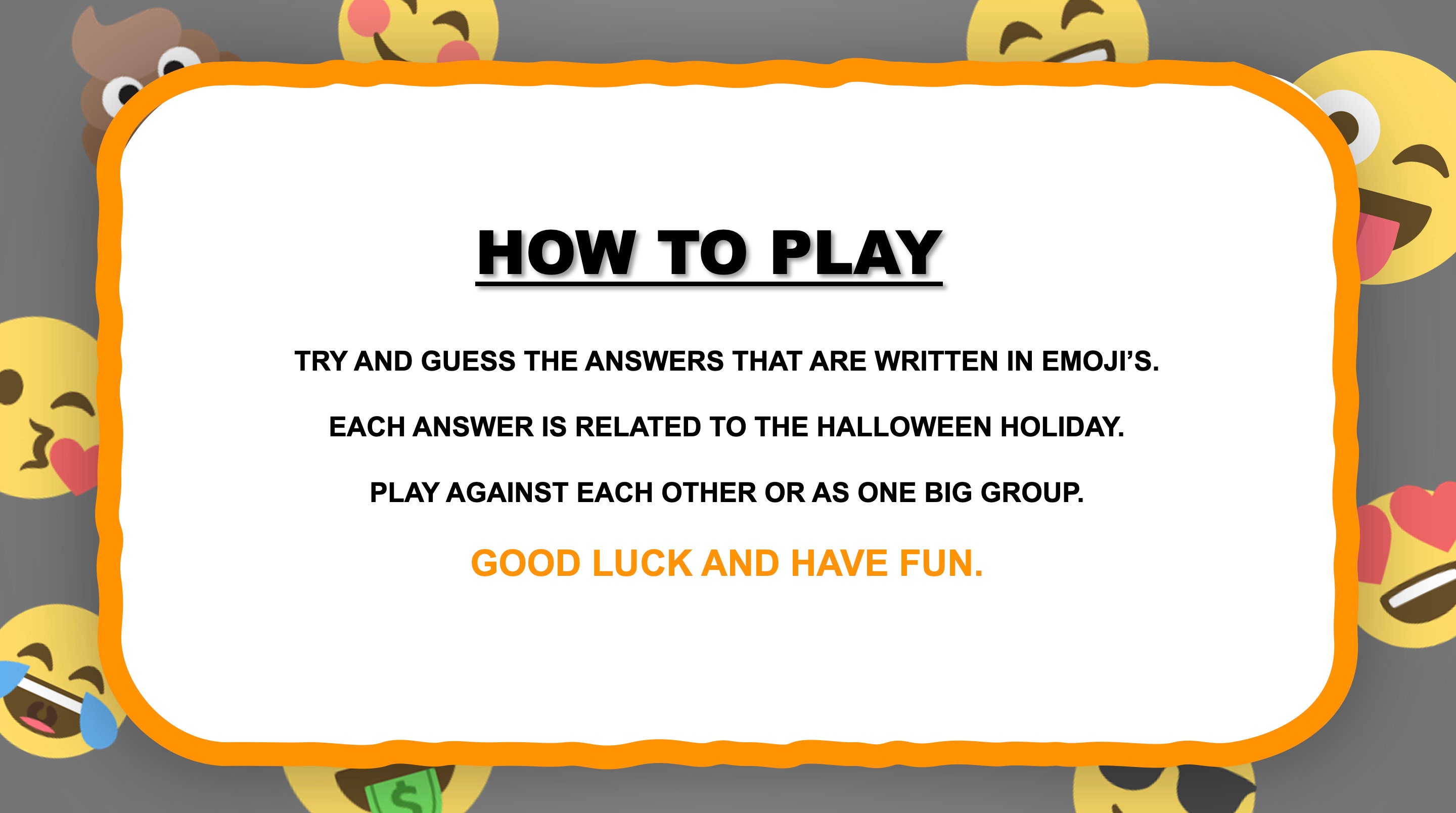 The Emoji Game Halloween Edition Halloween Party Game - Etsy