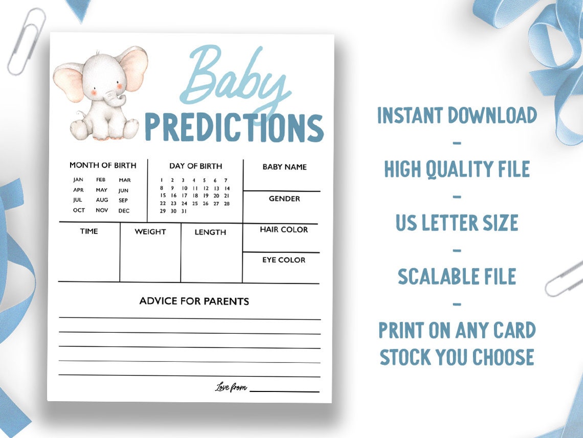 Baby Predictions Printable Baby Shower Game Digital Baby - Etsy