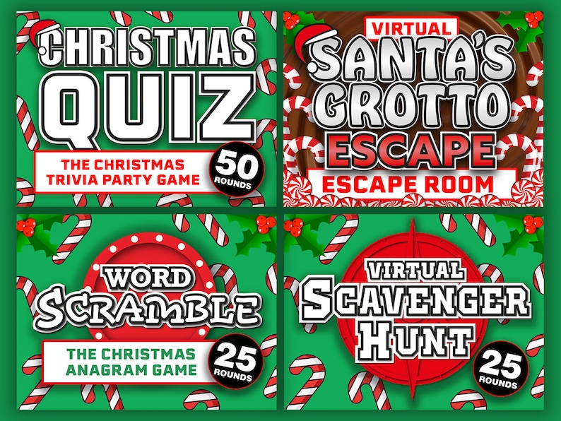 All Powerpoint Christmas Games Bundle || Virtual Christmas Party Games ...