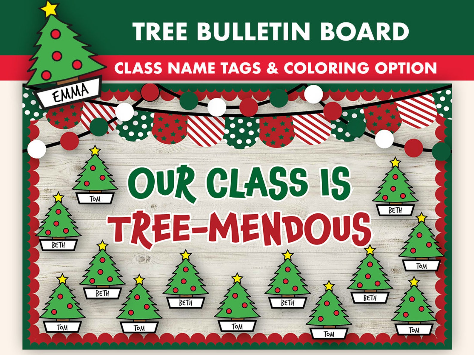Christmas Tree Bulletin Board Kit December Bulletin Boards - Etsy
