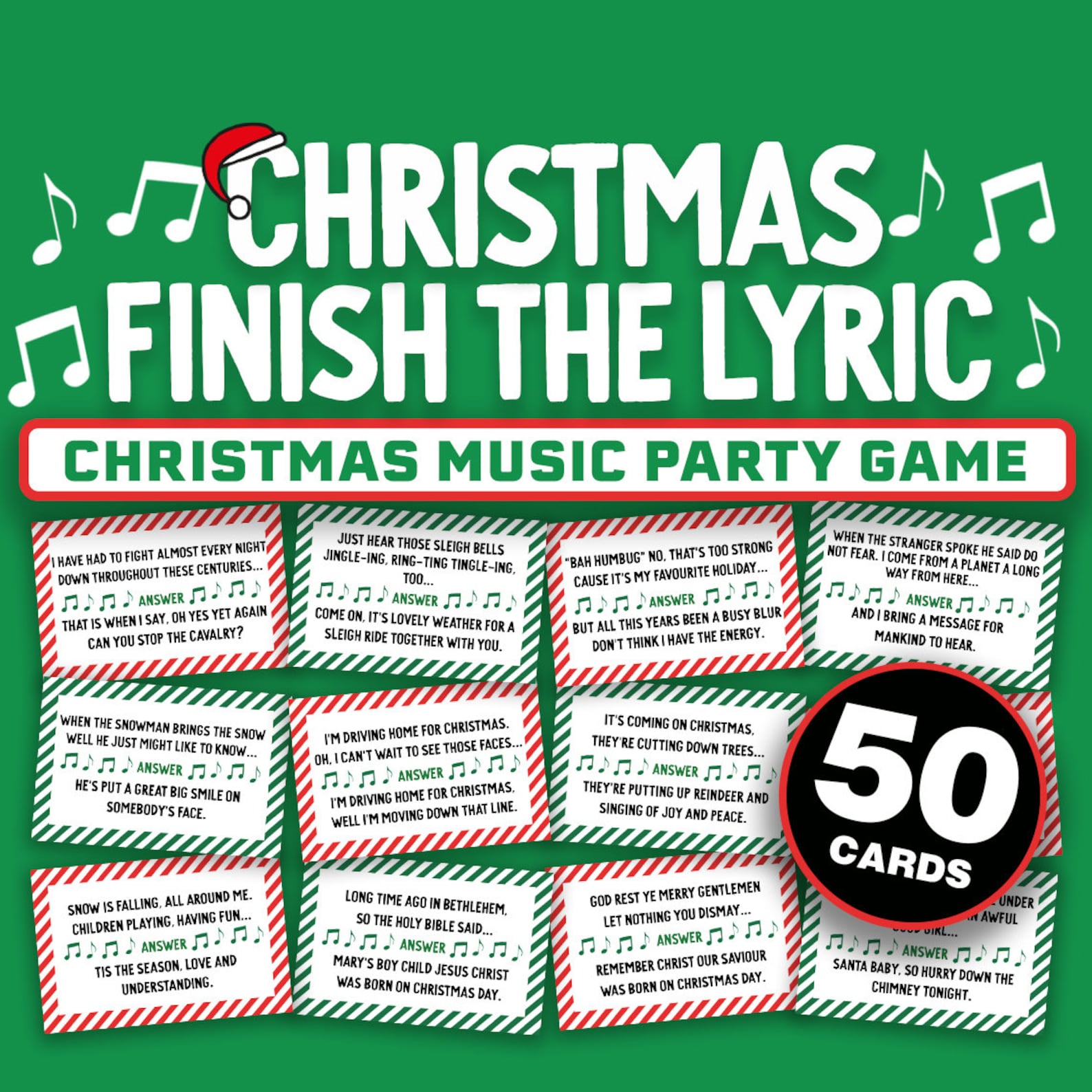 Christmas Finish the Lyric || Printable Christmas Party Game ...