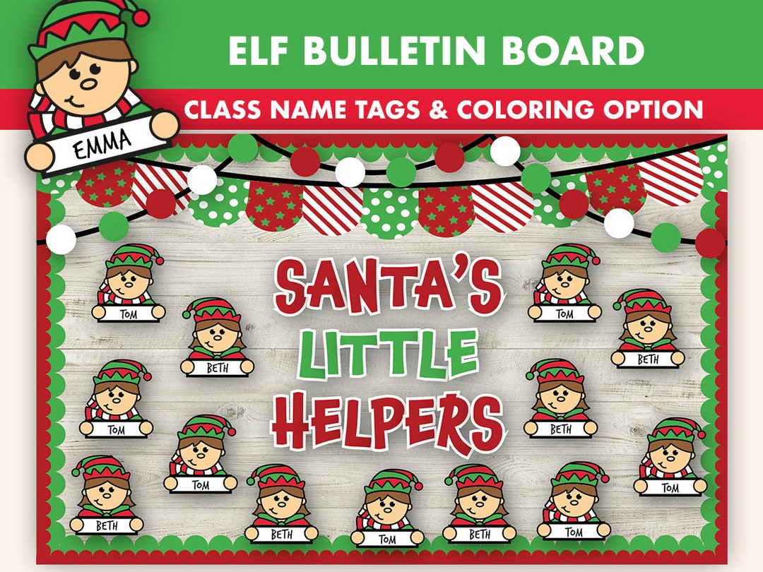 Elf Christmas Bulletin Board Kit || December Bulletin Boards Digital ...