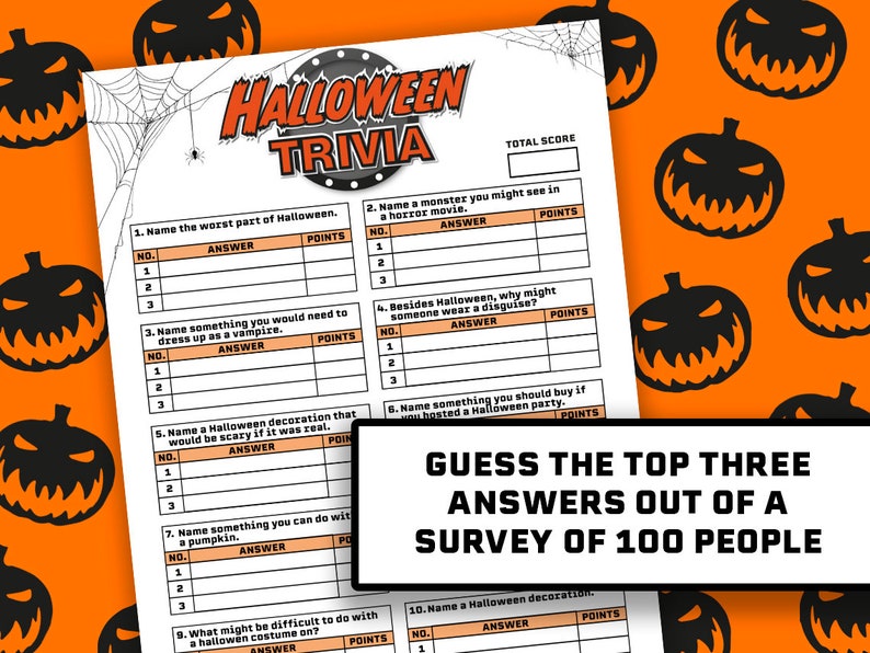 Printable Halloween Trivia Game || Printable Halloween Family Feud Game ...