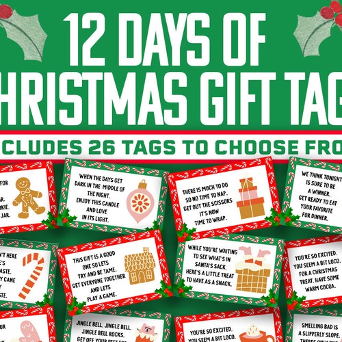 12 Days of Christmas Gift Tags Printable 12 Days of - Etsy