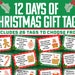 12 Days of Christmas Gift Tags Printable 12 Days of - Etsy Canada