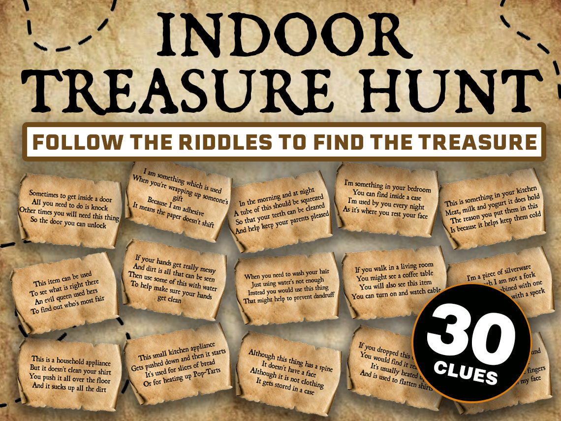 Indoor Treasure Hunt Game for Kids Treasure Hunt Cards - Etsy UK