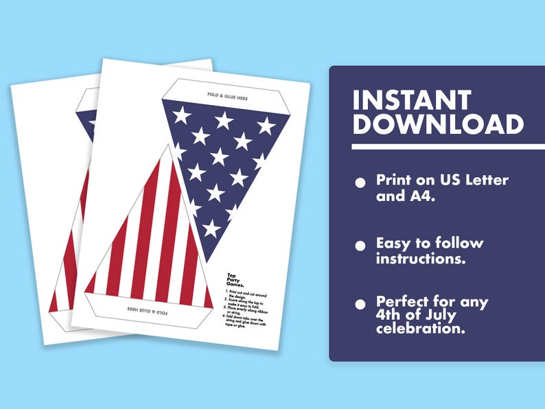 4th Ofjuly Printable Bunting || American Flag Bunting || Digital ...
