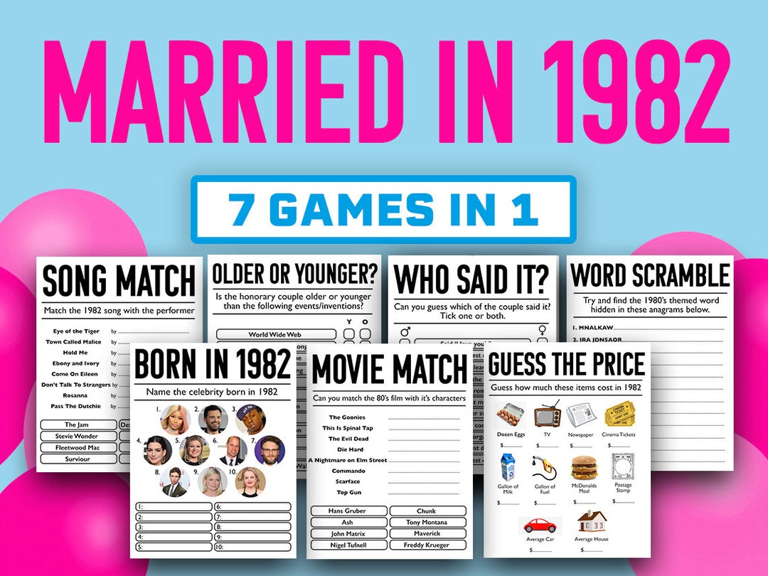 41st Anniversary Party Games || Married in 1982 Games Bundle ...