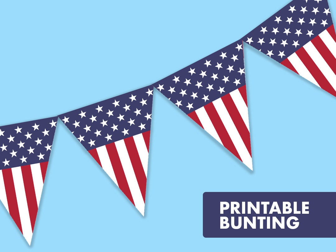 4th of July Printable Bunting || American Flag Bunting || Digital ...