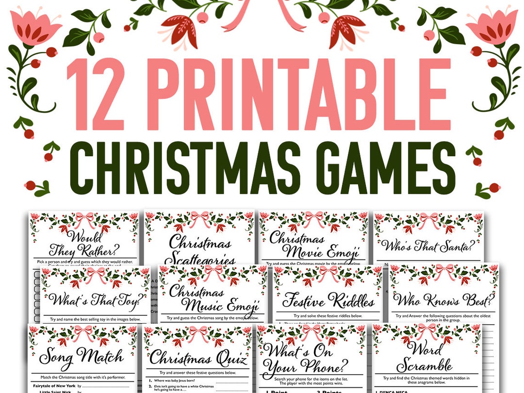 12 Christmas Games Printable Bundle || Christmas Party Games for Kids ...