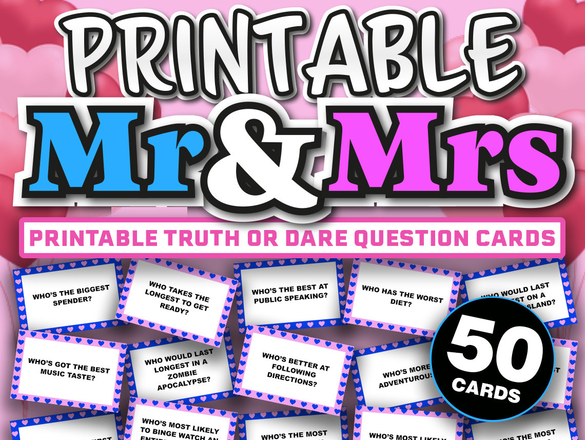 Mr and Mrs Question Cards Printable Mr and Mrs Game Cards - Etsy UK