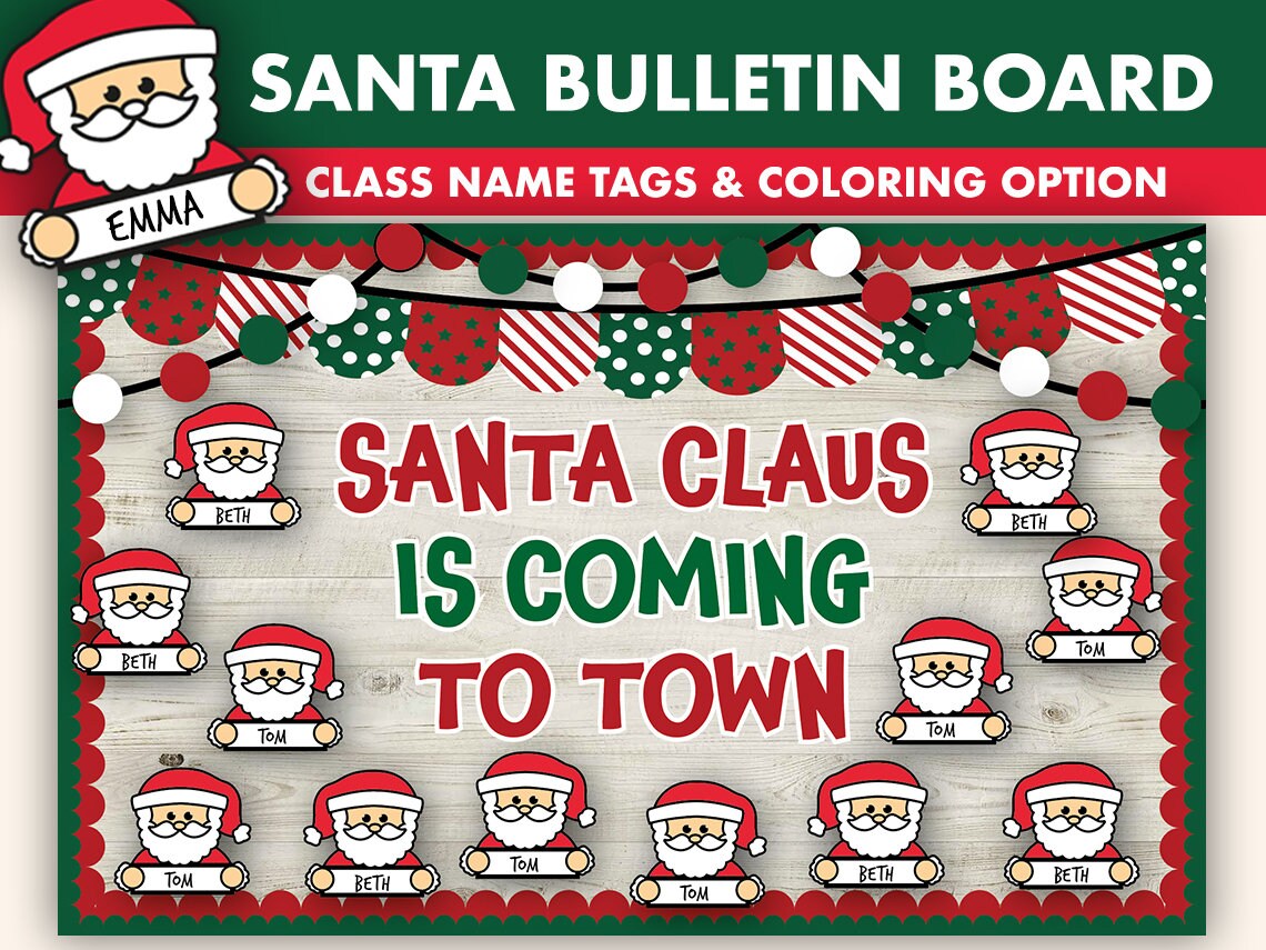 Santa Claus Christmas Bulletin Board Kit December Bulletin - Etsy