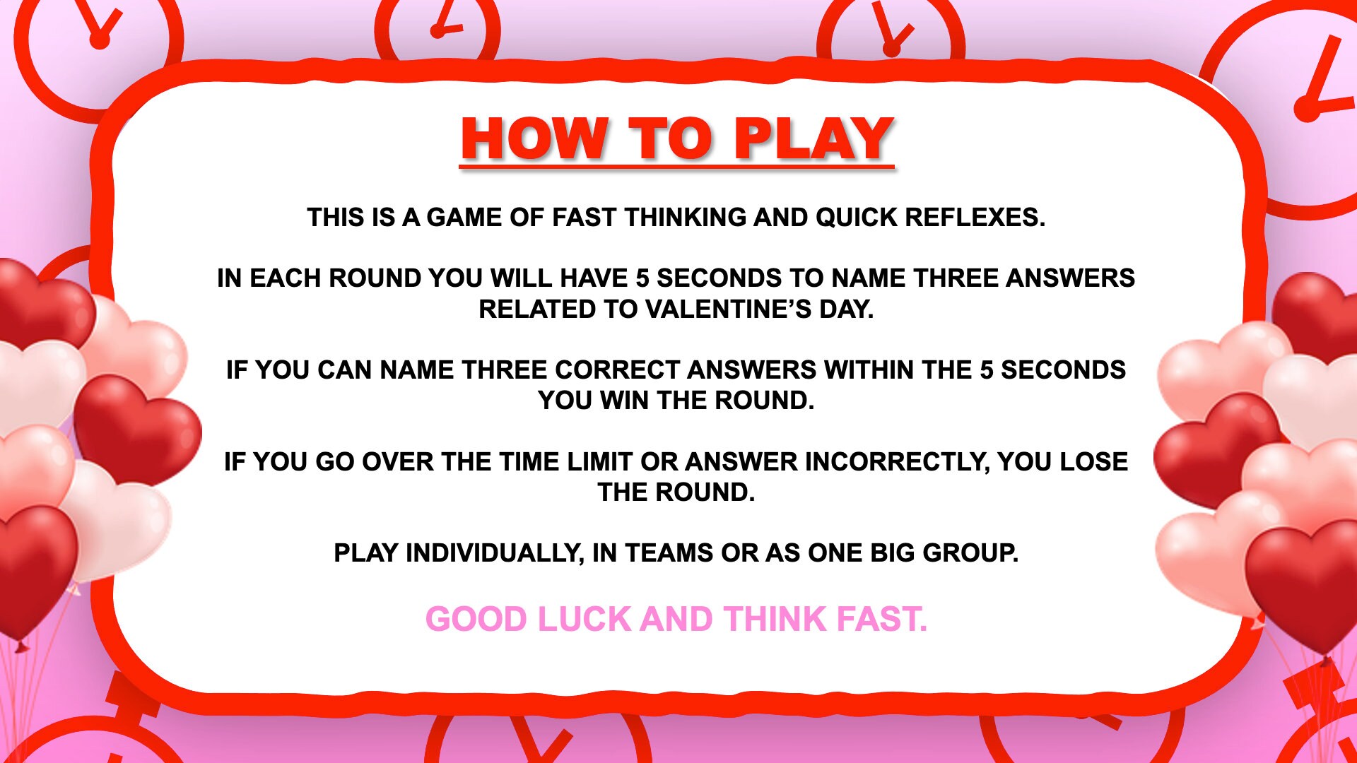 Valentines Day 5 Second Game || Games for Valentines Day || Valentines ...