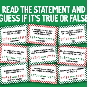 Christmas True or False || Printable Christmas Trivia Game ...