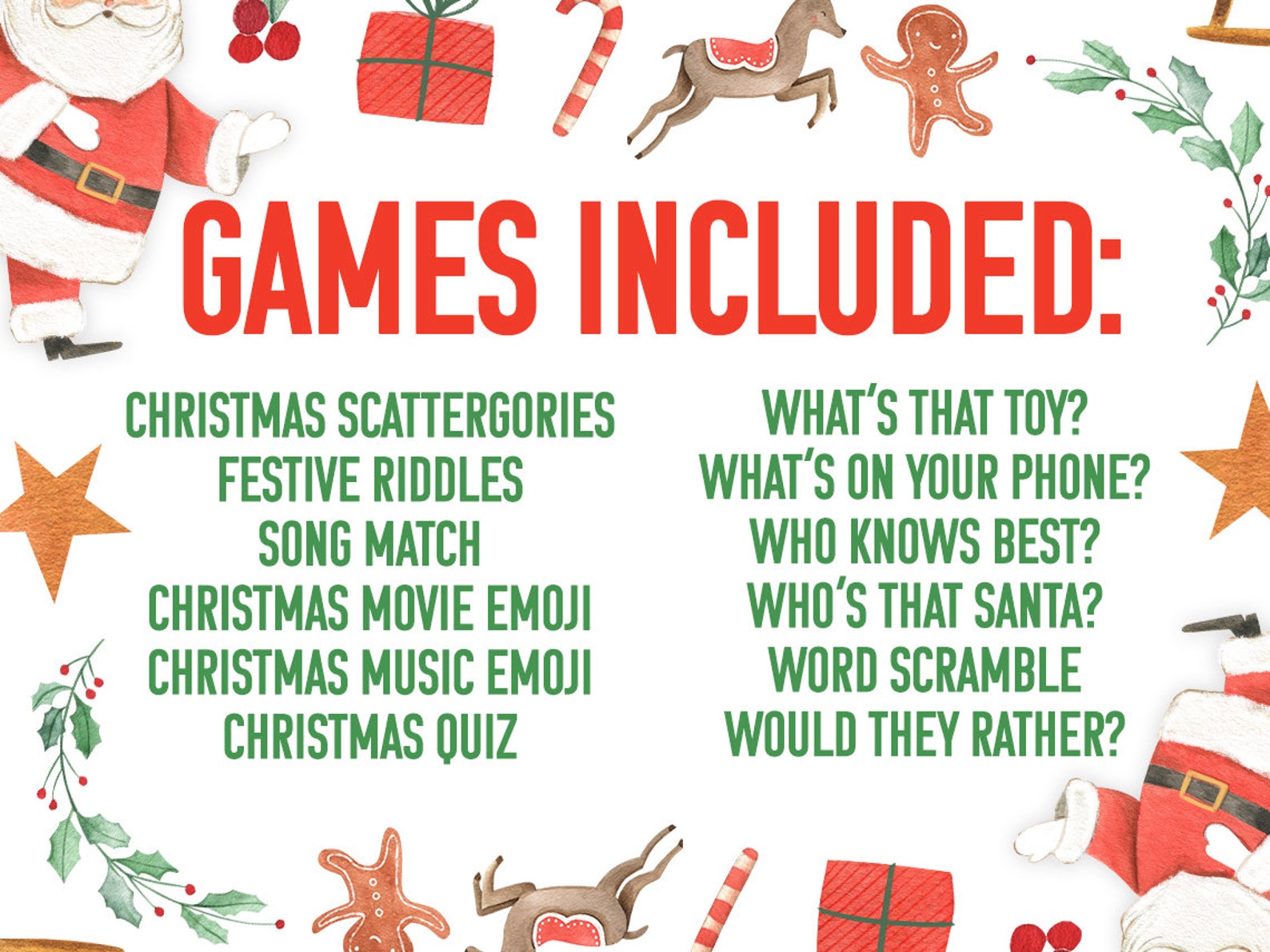 12 Christmas Games Printable Bundle || Christmas Party Games for Kids ...