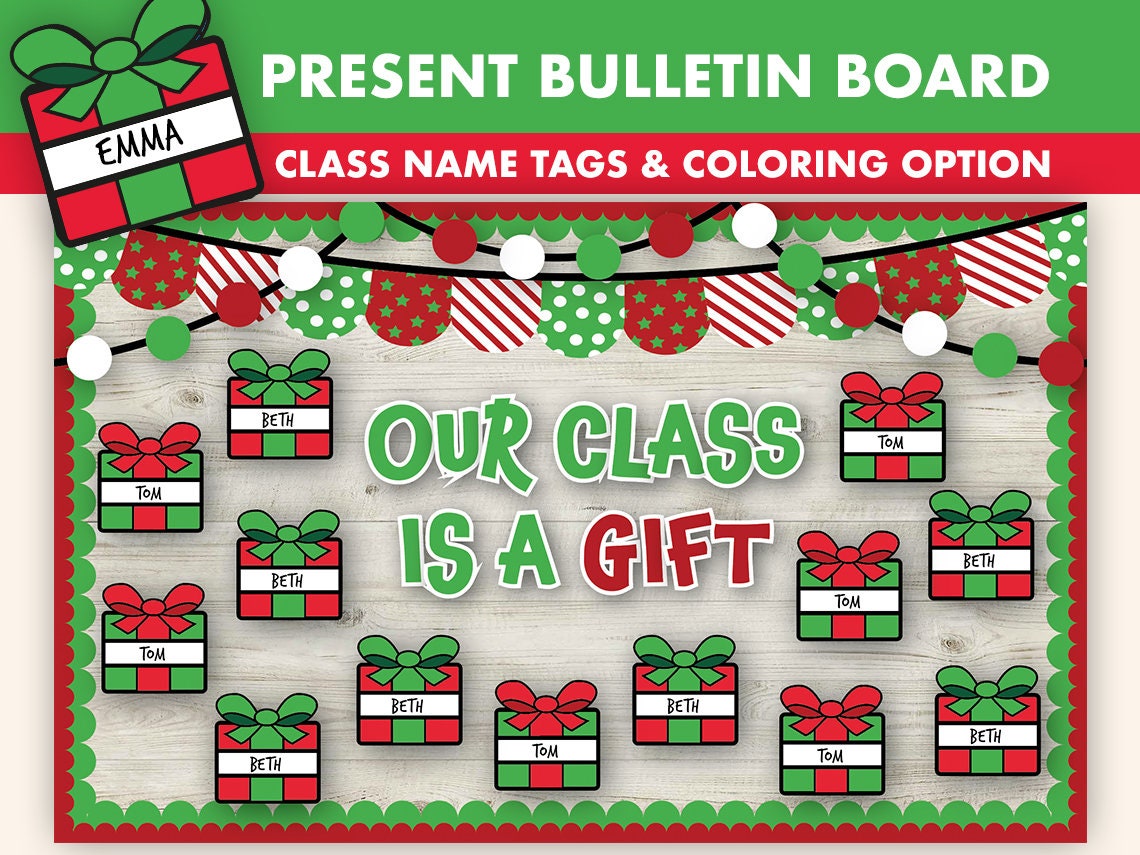Present Christmas Bulletin Board Kit December Bulletin - Etsy