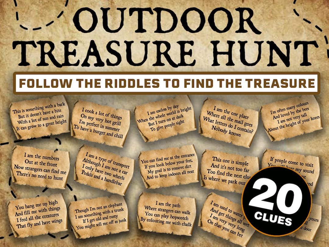 Outdoor Treasure Hunt Game for Kids || Treasure Hunt Clues || Printable ...