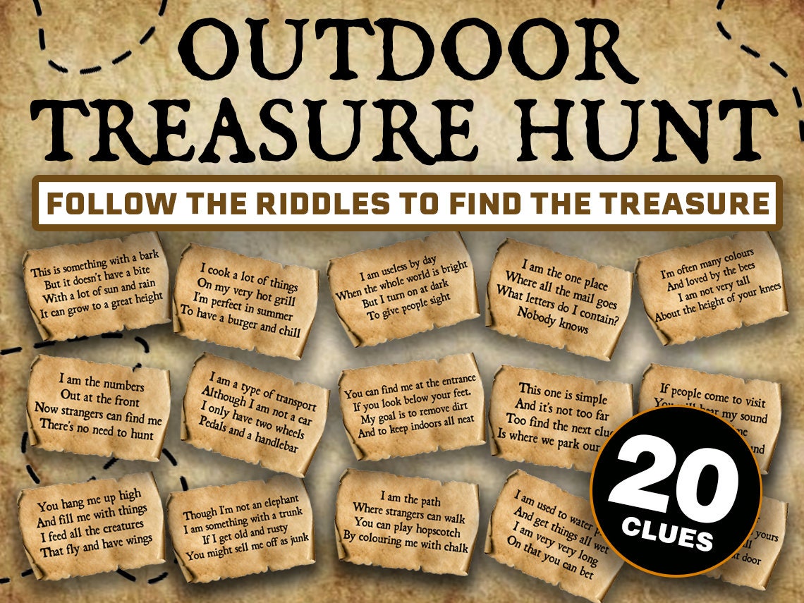 Outdoor Treasure Hunt Game for Kids || Treasure Hunt Clues || Printable ...