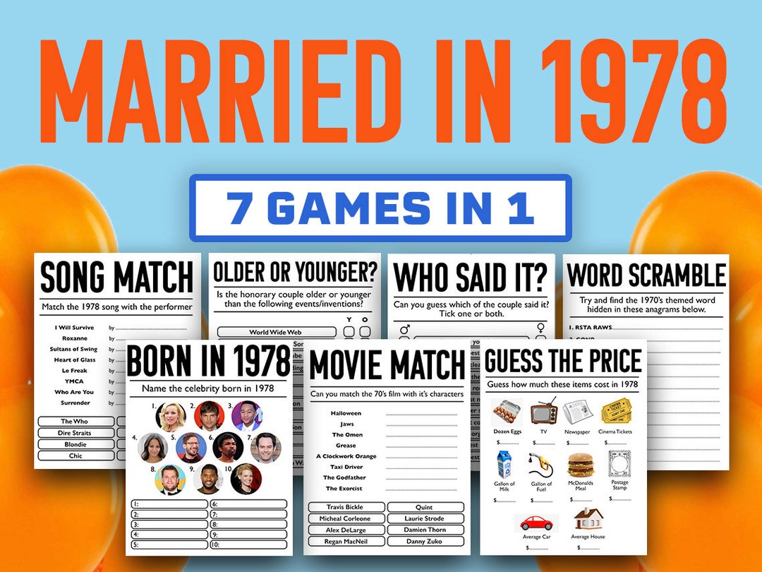 45th Anniversary Party Games || Married in 1978 Games Bundle ...