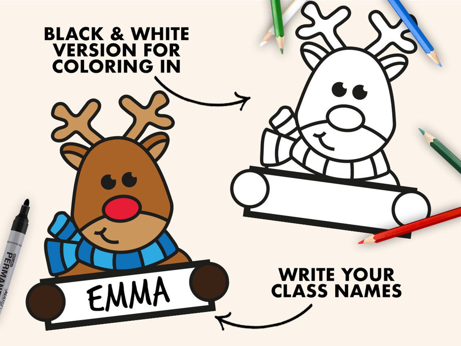 Reindeer Christmas Bulletin Board Kit || December Bulletin Boards ...