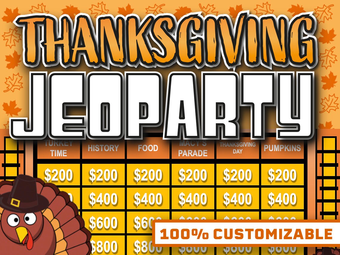 Thanksgiving Jeoparty Powerpoint Game Thanksgiving Jeopardy | Etsy