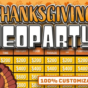 Thanksgiving Jeoparty Powerpoint Game Thanksgiving Jeopardy | Etsy