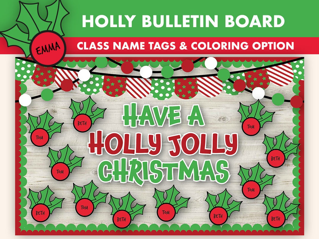 Holly Christmas Bulletin Board Kit || December Bulletin Boards Digital ...