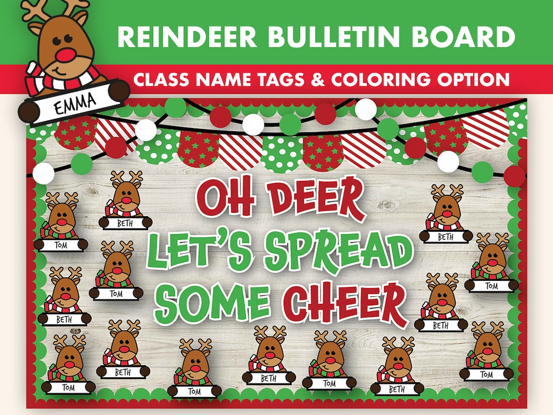 Reindeer Christmas Bulletin Board Kit || December Bulletin Boards ...