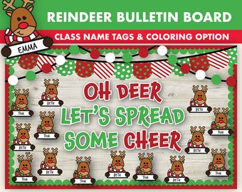 Reindeer Christmas Bulletin Board Kit || December Bulletin Boards ...