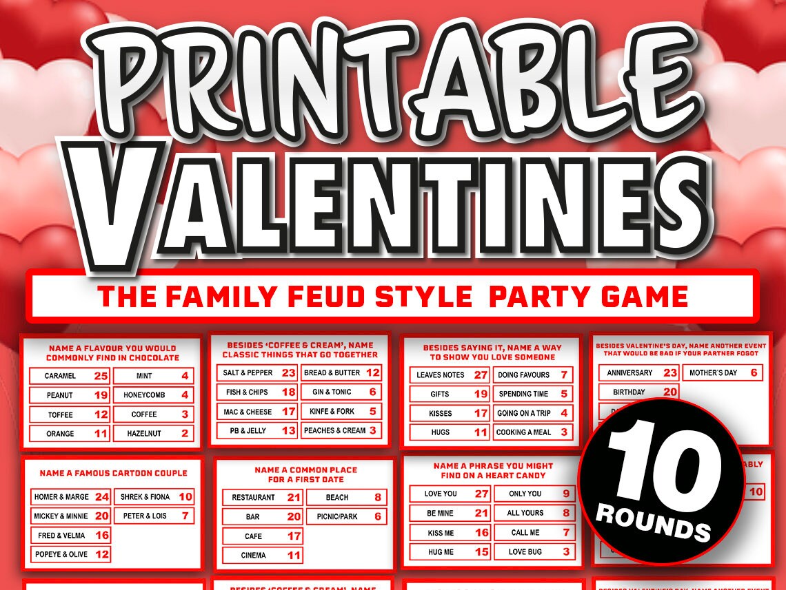 Printable Valentines Day Trivia Game || Printable Valentines Family ...