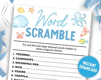 Word Scramble Printable Baby Shower Games Moon and Stars - Etsy