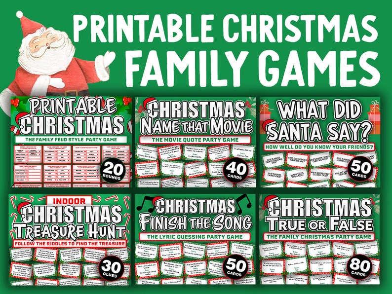 Printable Christmas Family Games Bundle || Christmas Party Games for ...