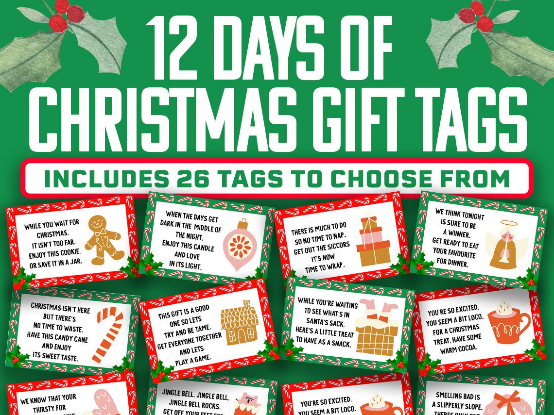 12 Days of Christmas Gift Tags Printable 12 Days of - Etsy UK