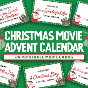 Christmas Movie Advent Calendar Printable Calendar for Him or Her ...