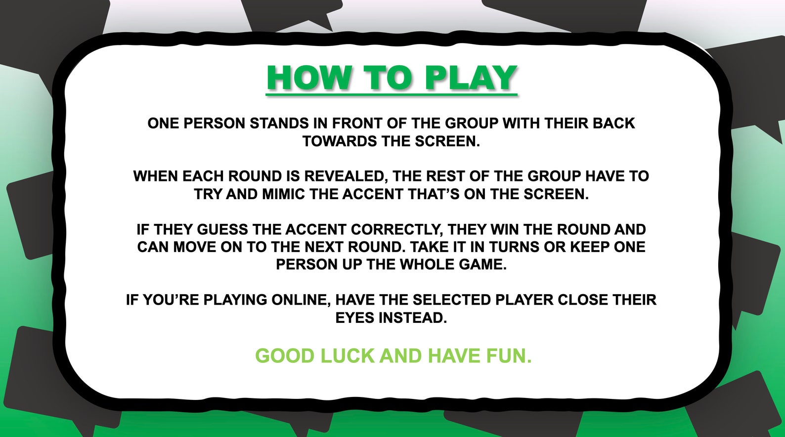 The Accent Game Virtual Party Game Powerpoint Games for - Etsy UK