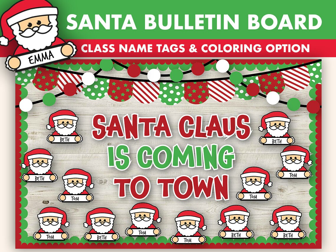 Santa Claus Christmas Bulletin Board Kit December Bulletin - Etsy