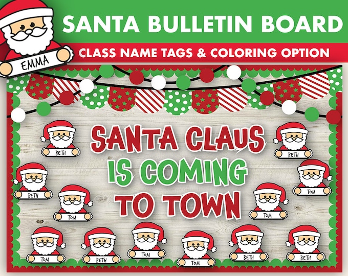 Santa Claus Christmas Bulletin Board Kit || December Bulletin Boards ...