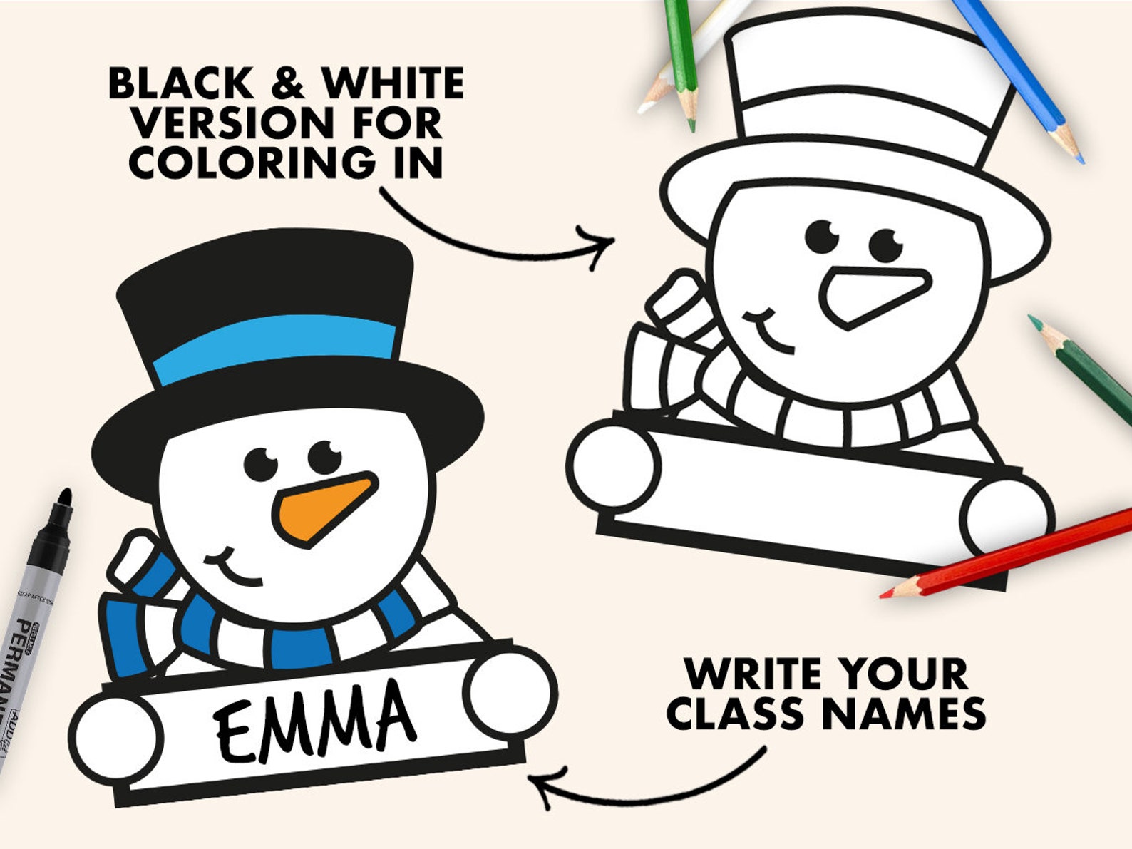 Snowman Christmas Bulletin Board Kit December Bulletin - Etsy