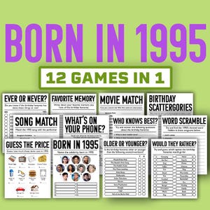 30th Birthday Party Games || Born in 1995 Games Bundle || Printable ...