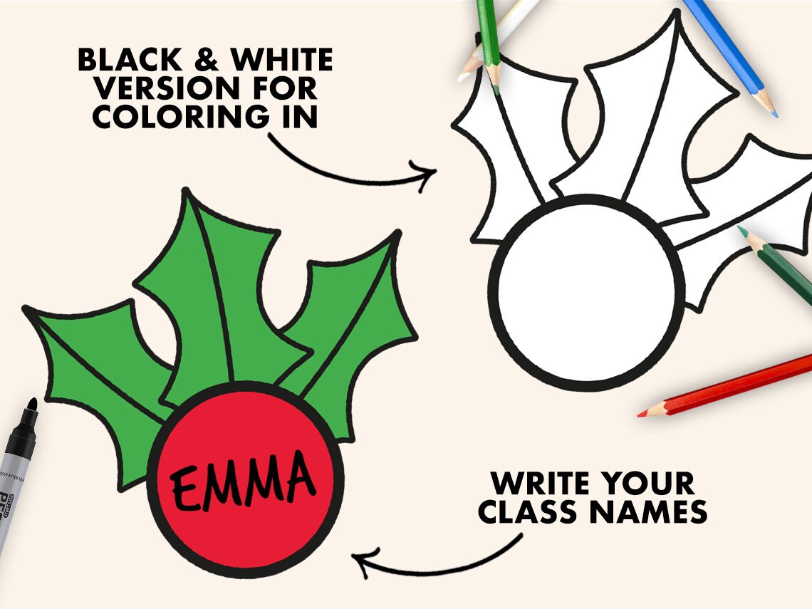 Holly Christmas Bulletin Board Kit December Bulletin Boards - Etsy