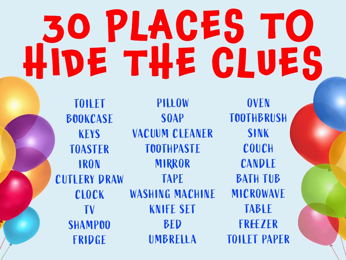 Indoor Treasure Hunt Game for Kids Treasure Hunt Clues | Etsy