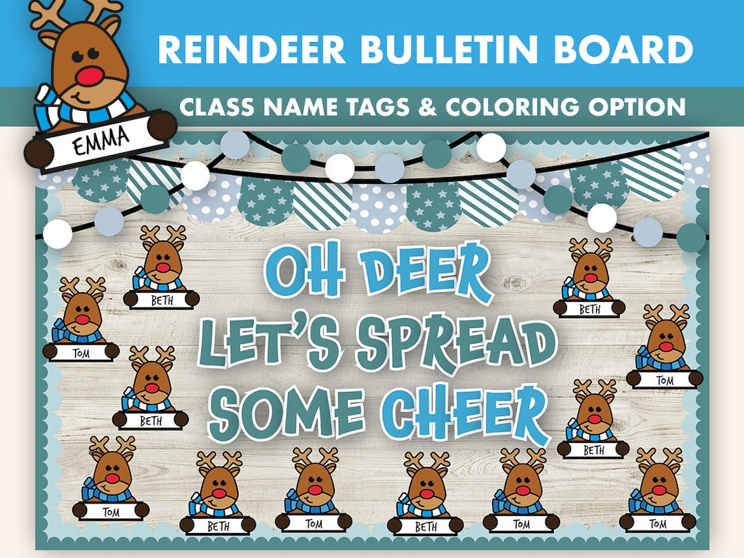 Reindeer Christmas Bulletin Board Kit || December Bulletin Boards ...