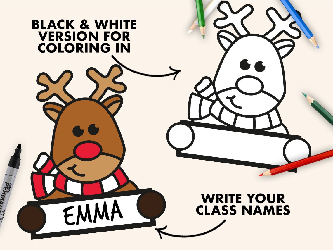 Reindeer Christmas Bulletin Board Kit December Bulletin - Etsy