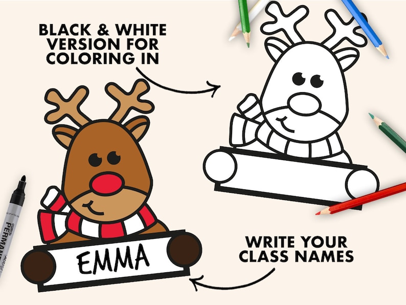 Reindeer Christmas Bulletin Board Kit December Bulletin - Etsy