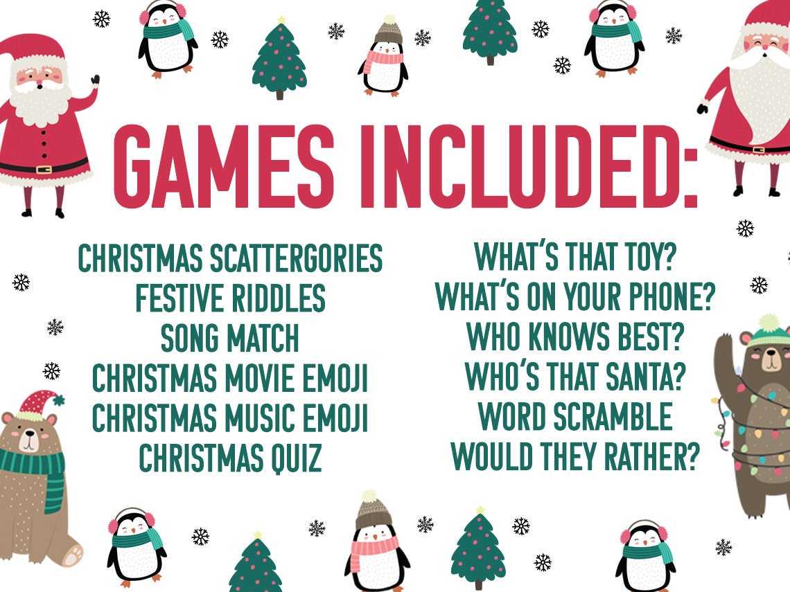 12 Christmas Games Printable Bundle || Christmas Party Games for Kids ...