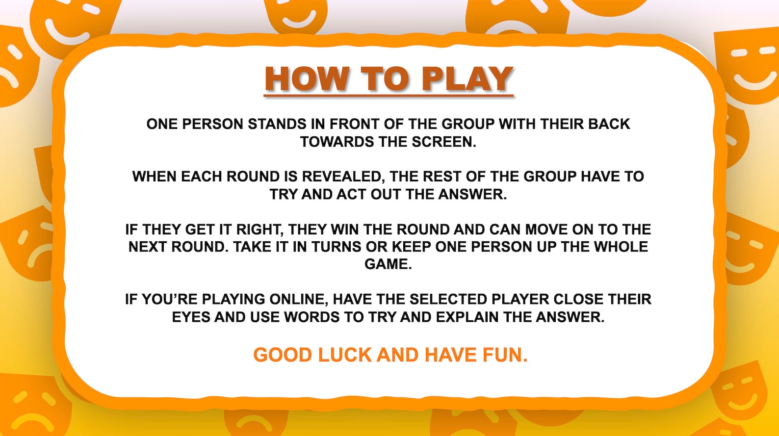 Charades Party Game Charades Powerpoint Game for Zoom - Etsy UK