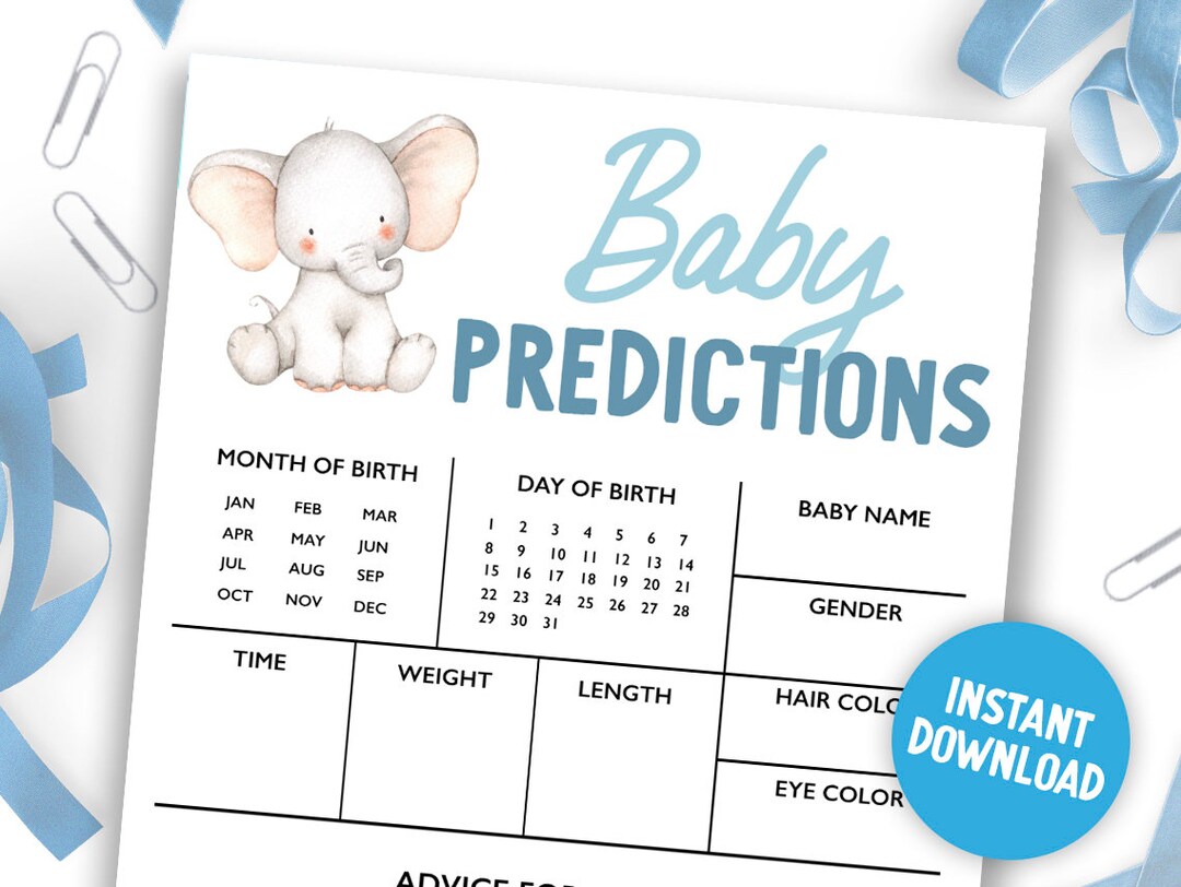 Baby Predictions Printable Baby Shower Game Digital Baby - Etsy