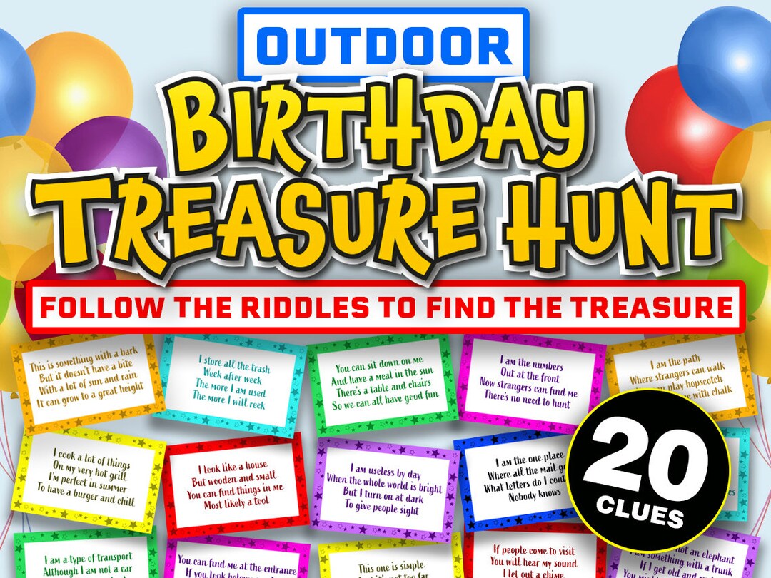 Outdoor Treasure Hunt Game for Kids || Treasure Hunt Clues || Printable ...